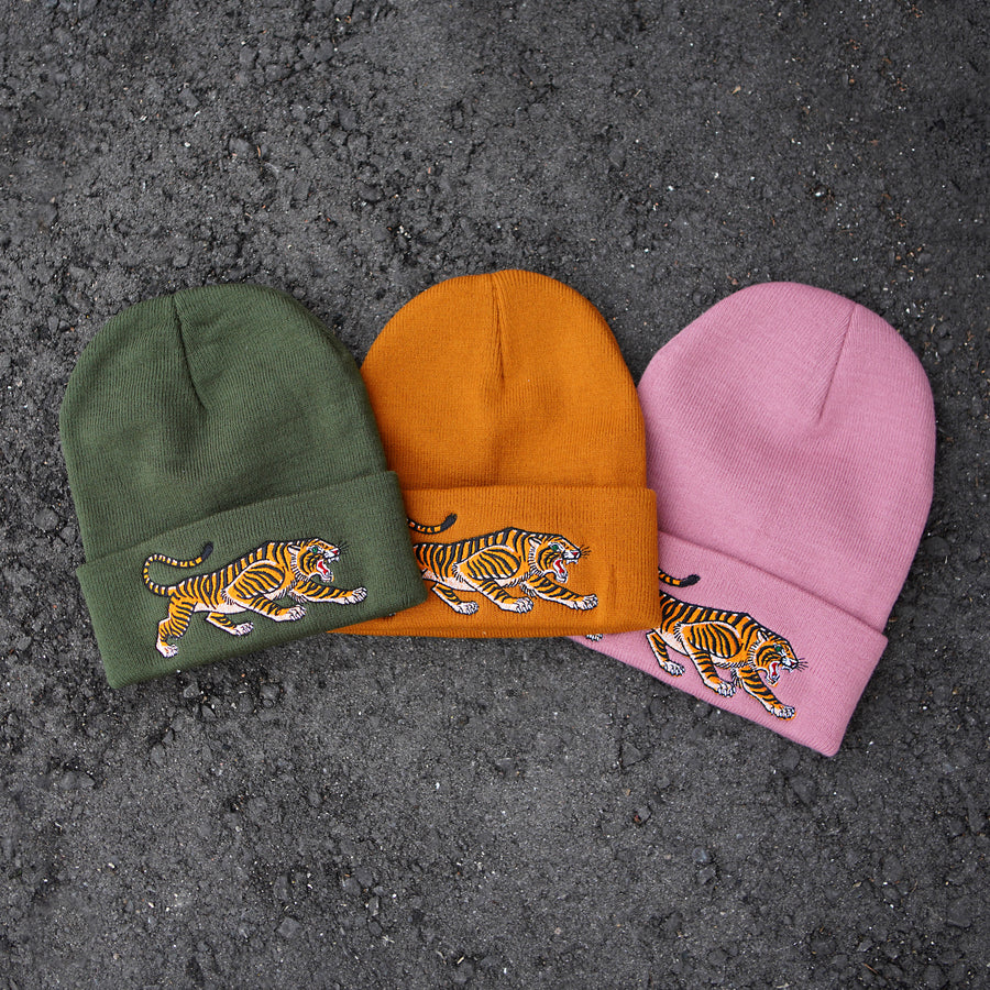 Tiger Embroidered Knit Beanie - Stuntin Goods