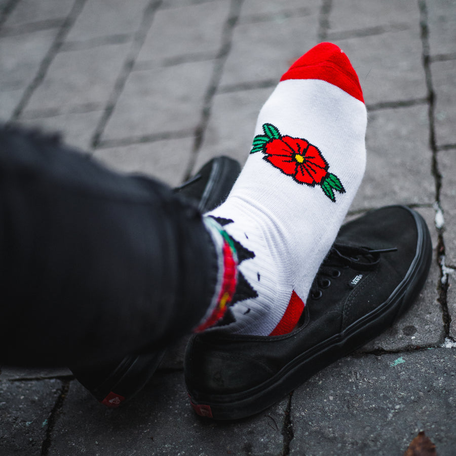 Geometric Flower White Socks - Stuntin Goods