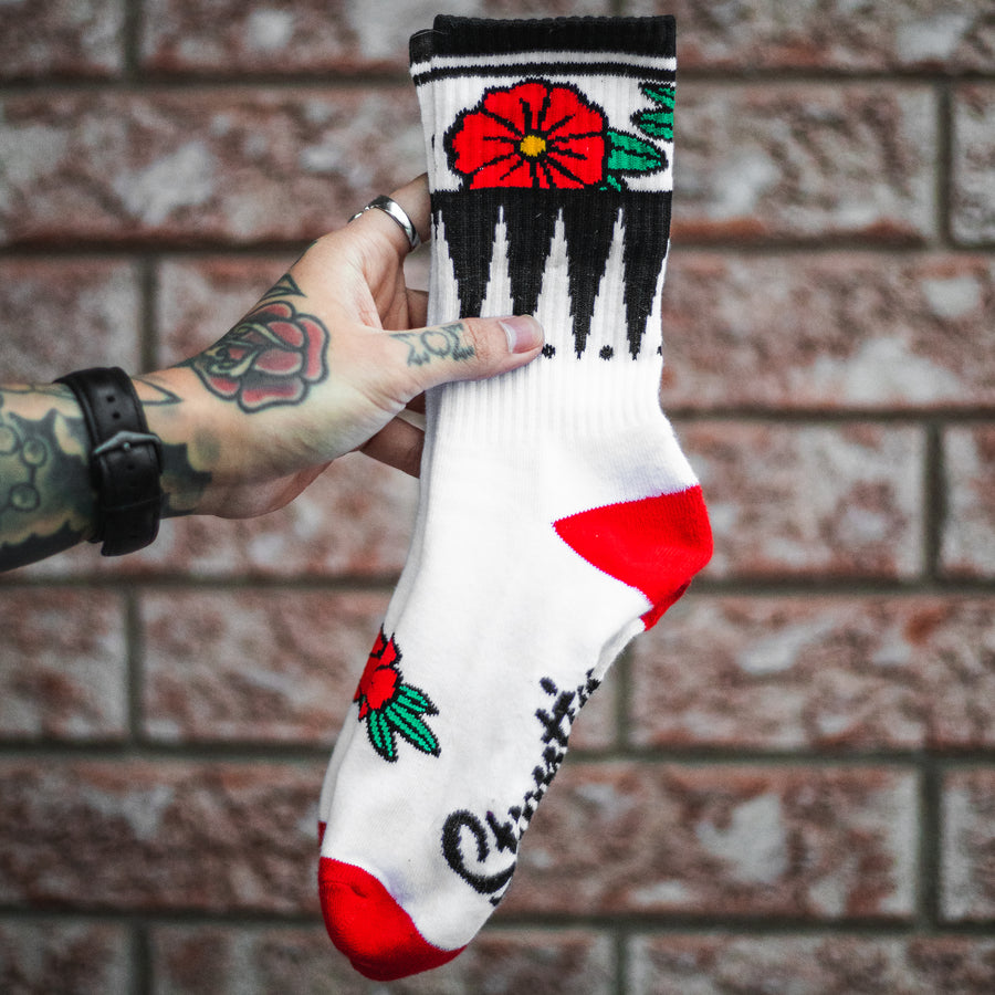 Geometric Flower White Socks - Stuntin Goods