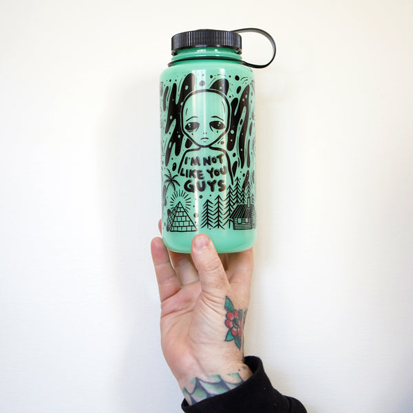 Glow in the Dark Alien 32 oz Nalgene Water Bottle - Stuntin Goods