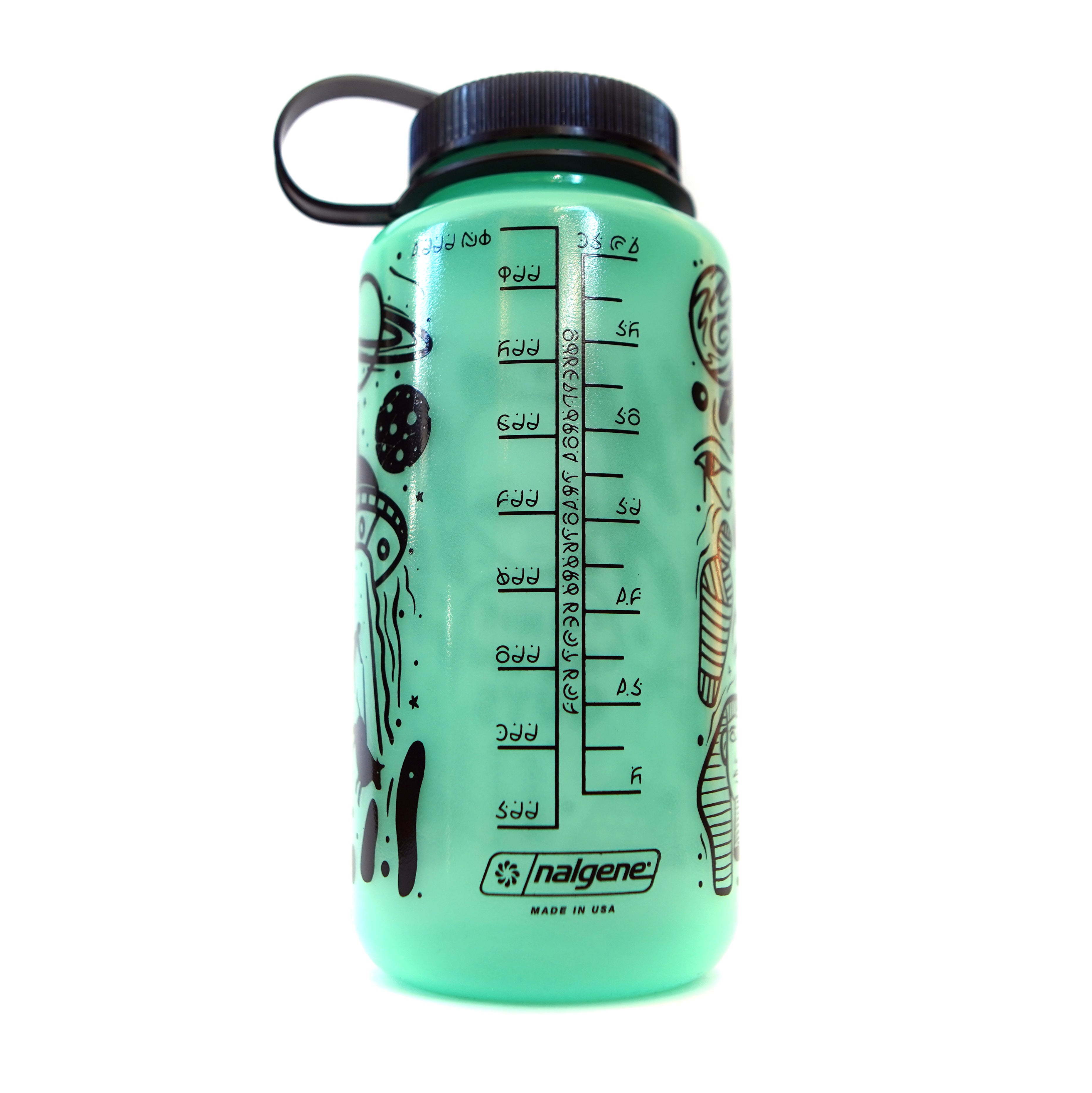 Glow in the Dark Alien 32 oz Nalgene Water Bottle - Stuntin Goods