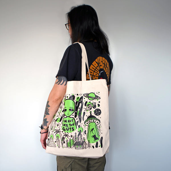 Aliens Exist Tote Bag Natural Cotton Canvas - Stuntin Goods