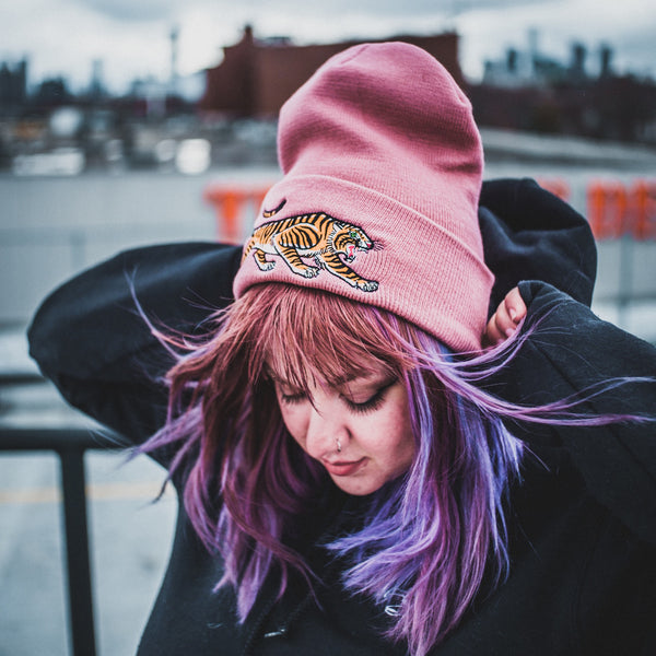 Tiger Embroidered Knit Beanie - Stuntin Goods