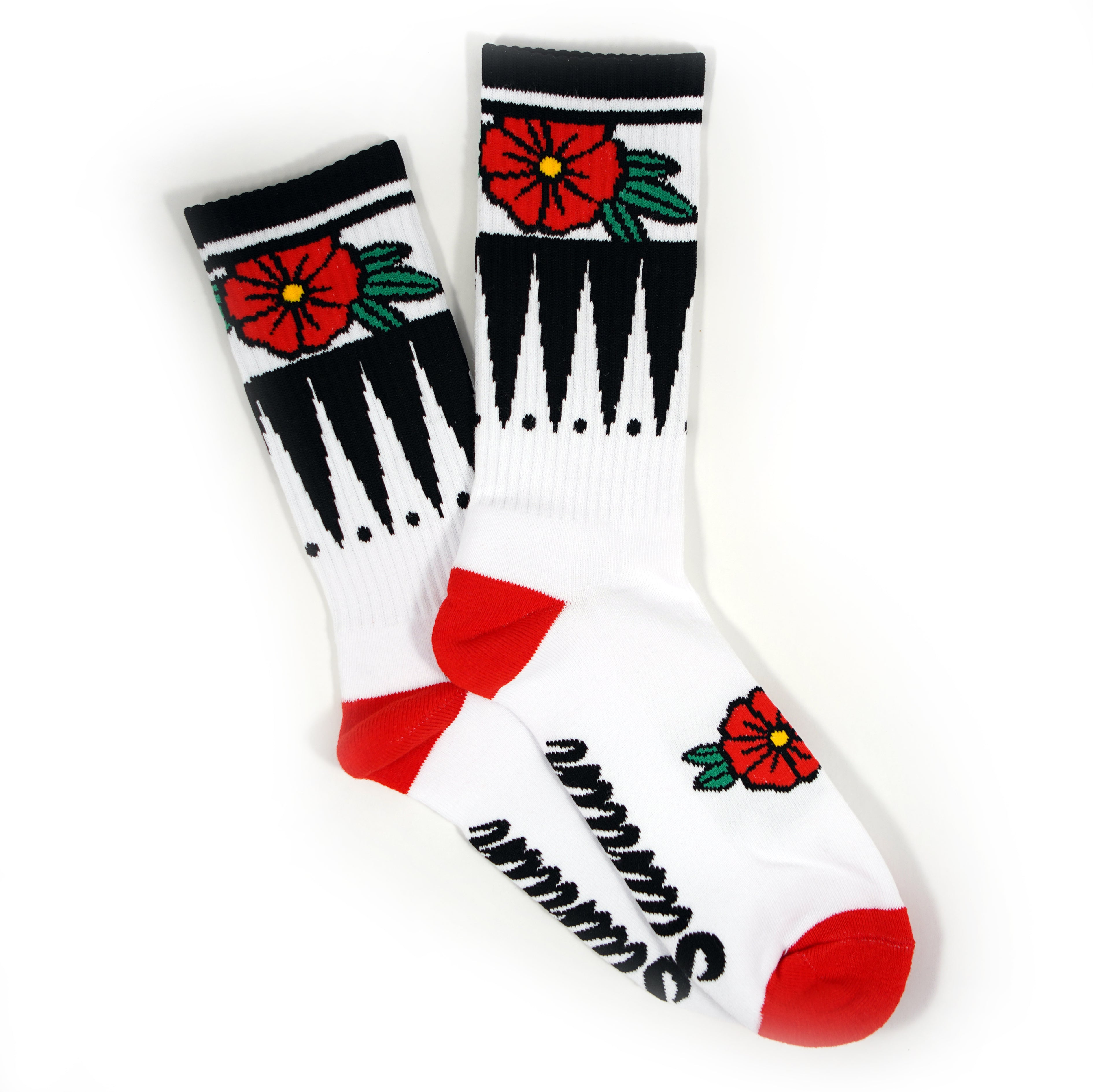 Geometric Flower White Socks - Stuntin Goods