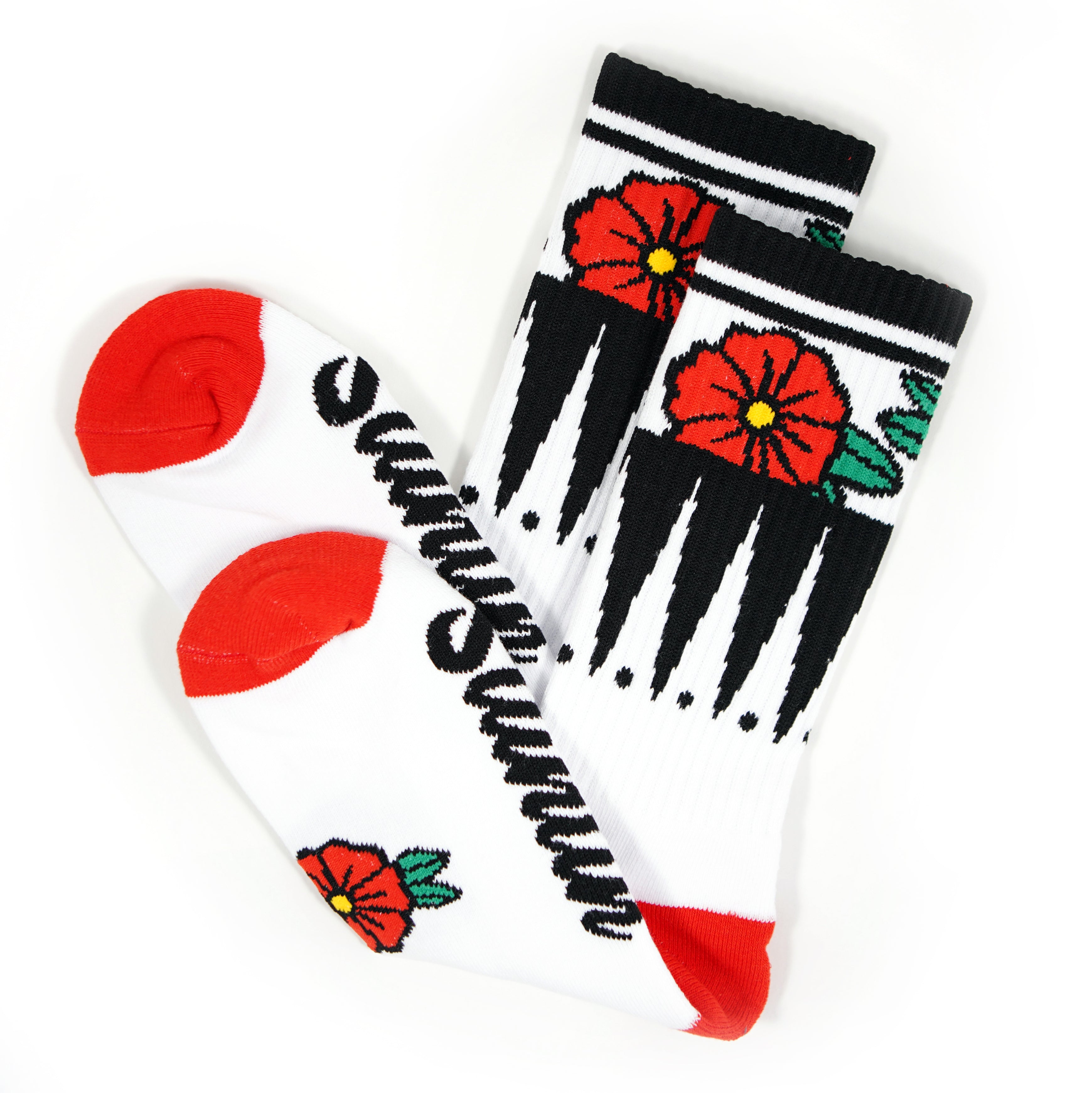 Geometric Flower White Socks - Stuntin Goods