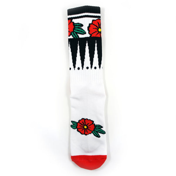 Geometric Flower White Socks - Stuntin Goods